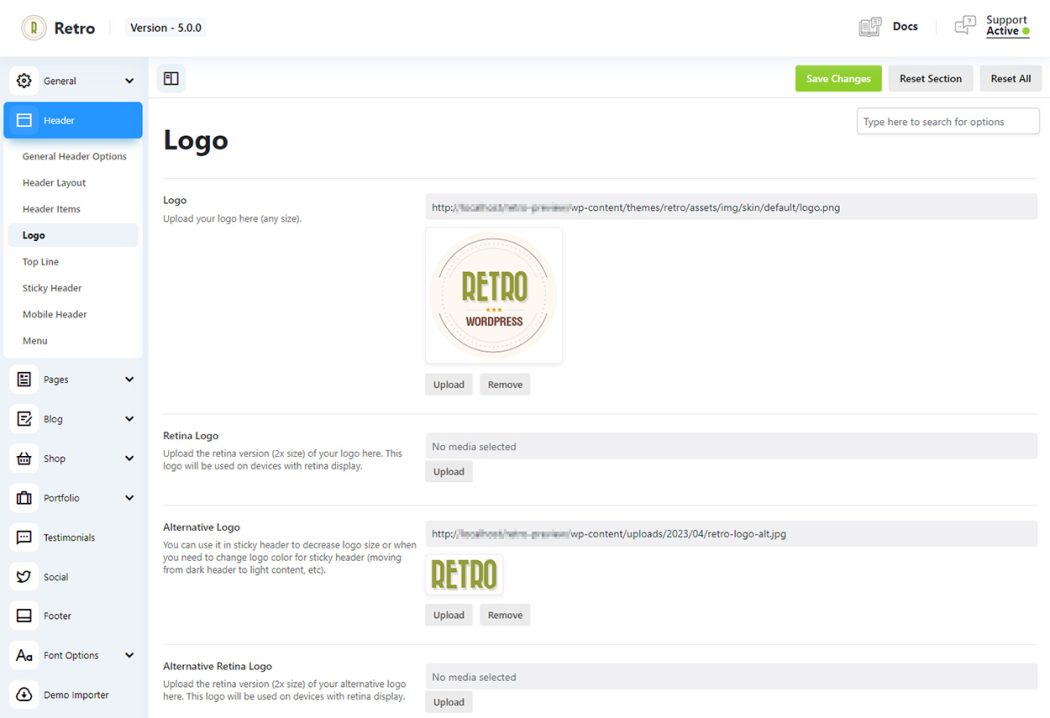 Logo Settings - Olegnax