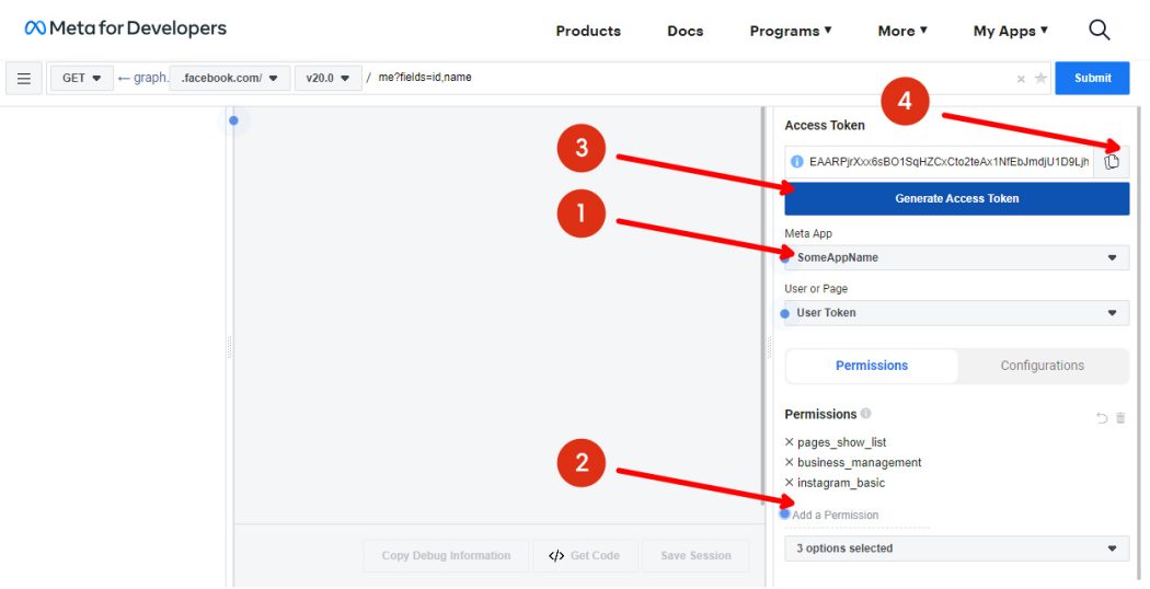 Generate Graph API access token for Instagram Business Account - Olegnax
